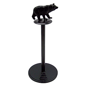 Country Log Cabin Decor Metal Bear Paper Towel Holder, 15 Inch