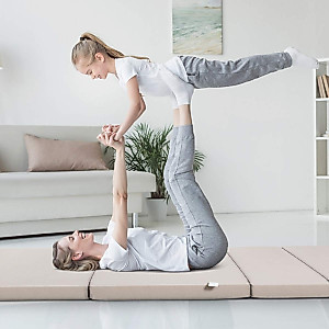 Giantex 4" Thick Folding Portable Mattress Pad Sofa Bed with Carrying Handles and Removable Washable Fabric, High-Density Foam Futon Sleepover Guest Easy to Store (Twin XL, Gray)