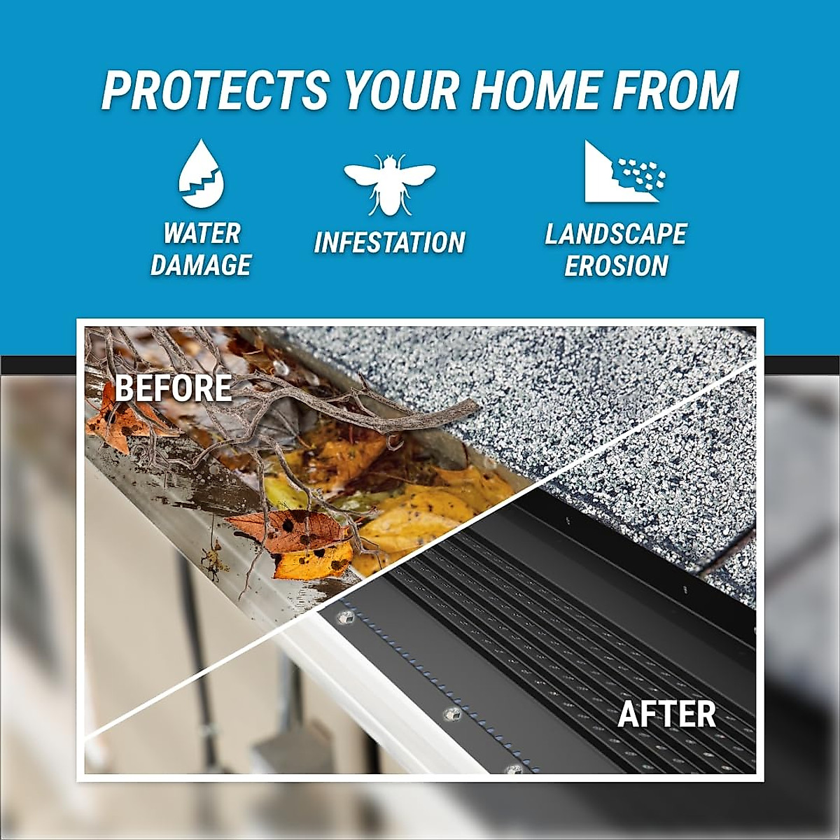 Raptor Gutter Guard – 48 FT. (Nominal) Black All-Aluminum Gutter Guard Kit with Screws Included. Fits 6 in. Gutters. DIY-Friendly. (6 in. x 47.625 in.)