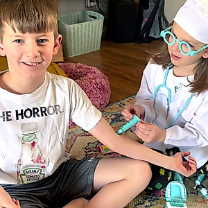 Phobby Durable Doctor Kit for Kids, 27 Pcs Deluxe Pretend Play Medical Kit Toy with Real Stethoscope, Doctor Toys for Toddlers Boys Girls Aged 3 4 5 6 7 8