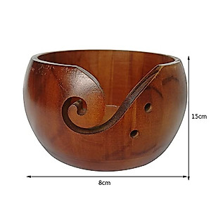 Natural Wooden Yarn Storage Bowl Organizer Knitted Crocheted Sewing Holders