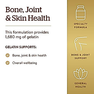 Solgar Gelatin 1680 mg, 250 Capsules - Natural Gelatin - Supports Bone, Joint & Skin Health - Gluten Free, Dairy Free - 83 Servings