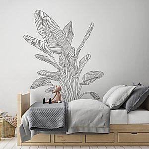 Supzone Simple Tropical Plants Wall Stickers Boho Modern Style Wall Decal Sketch Tropical Palm Leaves Wall Art Sticker for Bedroom Living Room Kitchen Sofa TV Backdrop Wall Decoration