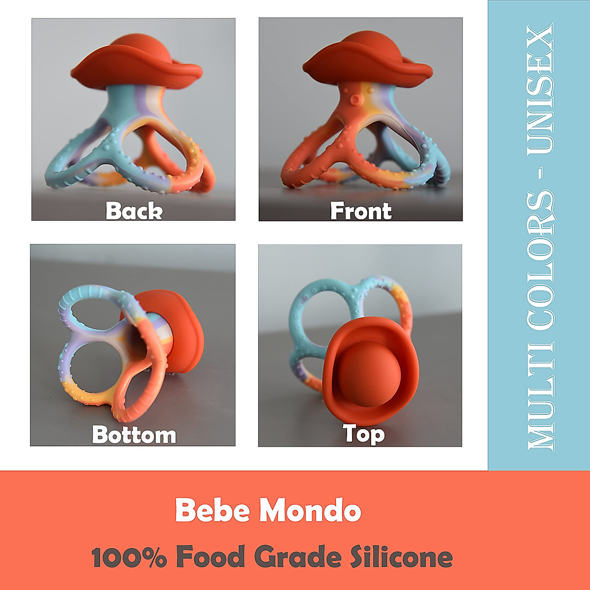 Teething Toys 3-6 Months, Teethers for Babies 3-6 6-12 Months for Teething Relief, Baby Teether Teething Toys 100% Silicone, Newborn Infant Sensory Baby Toys 0-6 Months,bebe mondo (Octopus)