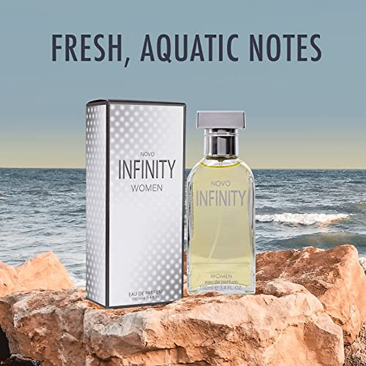 Novo Infinity for Women - 3.4 Fluid Ounce Eau De Parfum Spray for Women - Refreshing Mix of Citrus Floral & Musk Fragrances Smell Fresh All Day Long Lovely Gift for Women for All Occasions