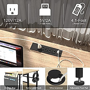 Tbfit L Shaped Desk with Storage Shelves,95.2 Inch Reversible Coner, Office Desk for Small Space,Large Computer Gaming Desk Workstation with Power Outlet,2 Person Long Writing Study Table(Oak)