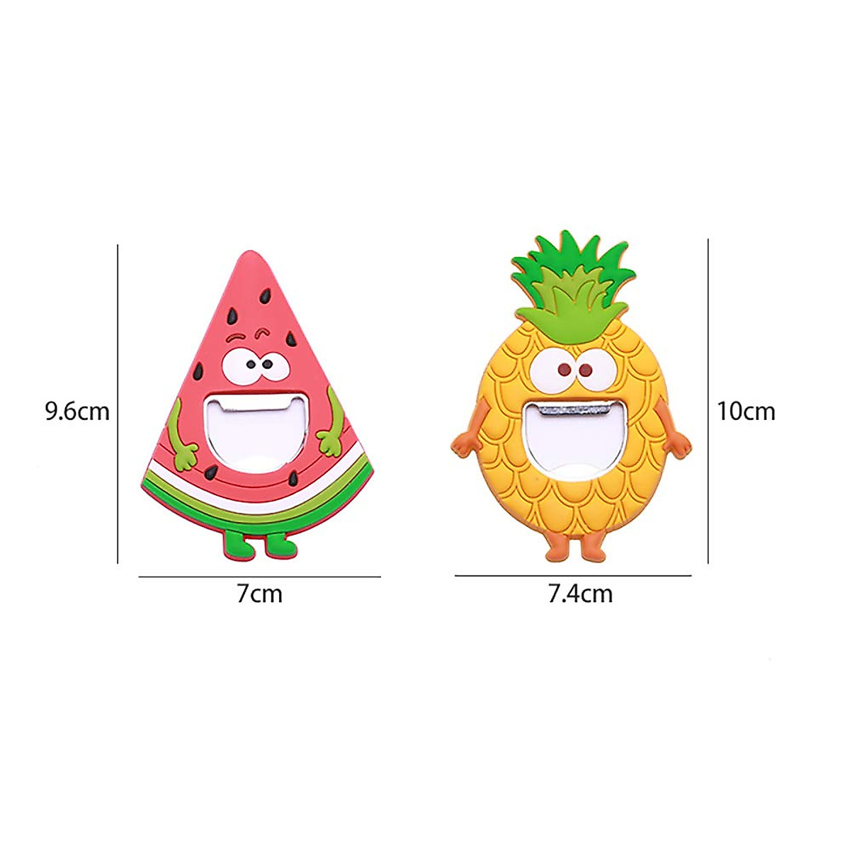 Refrigerator Magnet Silicone Metal Bottle Opener for Beer Coke Bartender Kitchen Barware Metal Novelty Cute Fun Shape (Pineapple)