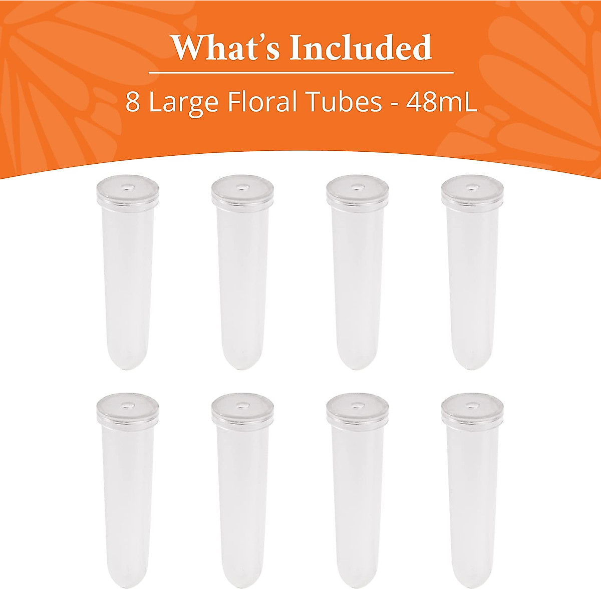 8-Pack FAT CAT Large Floral Tubes with Flat Lids | Flower Water Tubes to Feed Caterpillars Milkweed Stem and Leaf Cuttings, Host Plants, and Nectar Flowers to Keep Them Fresh by MONARCH BUTTERFLY LIFE