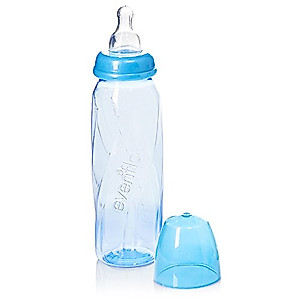 Evenflo Feeding Premium Proflo Vented Plus Polypropylene Baby, Newborn and Infant Bottles - Helps Reduce Colic - Teal/Green/Blue, 8 Ounce (Pack of 6)