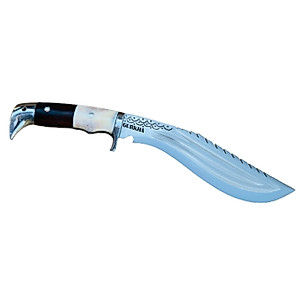 Gurkha Dragon American Eagle Kukri Knife Overall 13 IN With Blocker Full Tang 8.5 IN Fixed Blade Kukri - Bone Handle Included Leather Sheath 2 Utility Knives - Handmade In Nepal