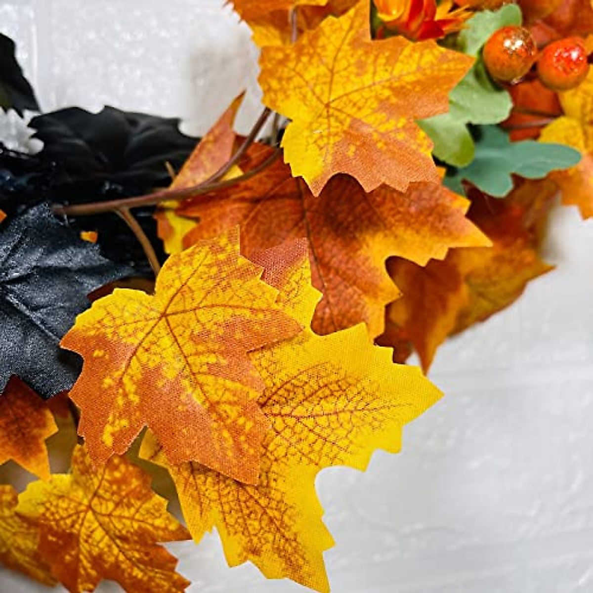 Fall Wreaths Halloween Wreaths Front Door Wreath, Fall Wreaths Welcome Sign Halloween Outside Farmhouse Hello Sign Orange Wreaths Artificial Harvest Rusty Birch Leaves Decor