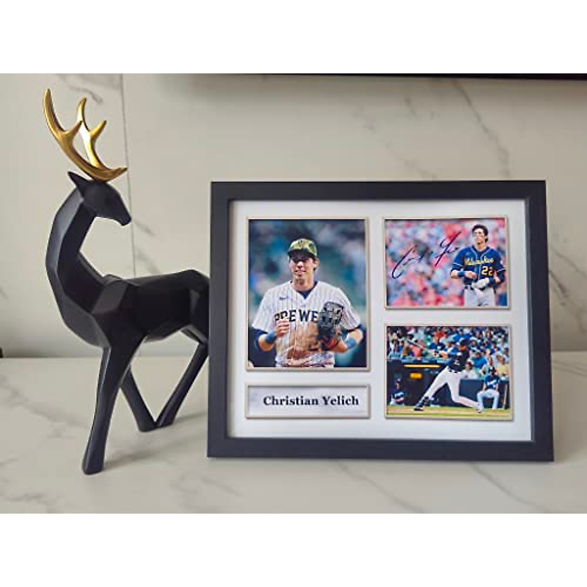 Christian Yelich Reprint Signed Photo Picture Poster Framed Display Decorations Fan Gifts Memorabilia Wall Art