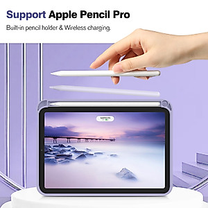 Fintie SlimShell Case for iPad Mini 7 (A17 Pro) 2024 / iPad Mini 6 2021 - [Built-in Pencil Holder] Soft TPU Protective Stand Back Cover for iPad Mini 7th/6th Generation 8.3 Inch, Composition Lilac