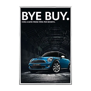 M&T Displays Snap Poster Frame Silver 1.25" Aluminum Profile Front Loading Wall Mounting Photo Picture Document Certificate Sign Holder Mitered Corner Anti Glare Cover (Silver, 40x60 in)