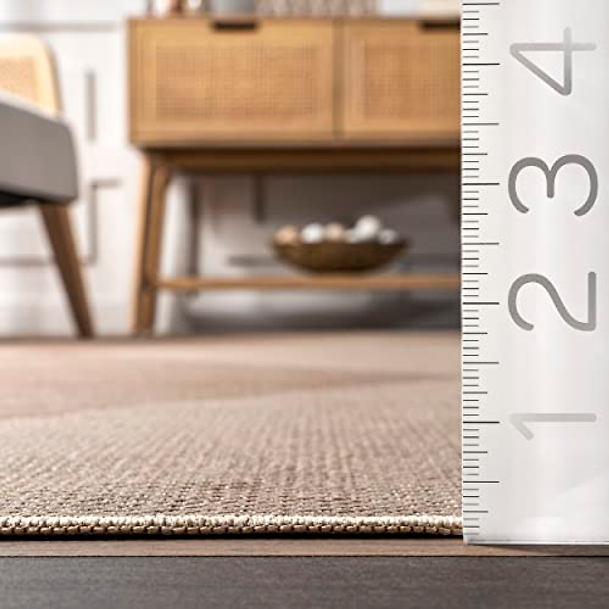 nuLOOM Simple Diamond Easy-Jute Machine Washable Accent Rug, 3' x 5', Natural