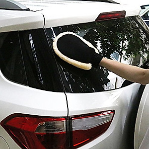 Lambswool Wash Mitt Single Side Lambs Wool Washing Mitt Gloves Car Cleaning Beige