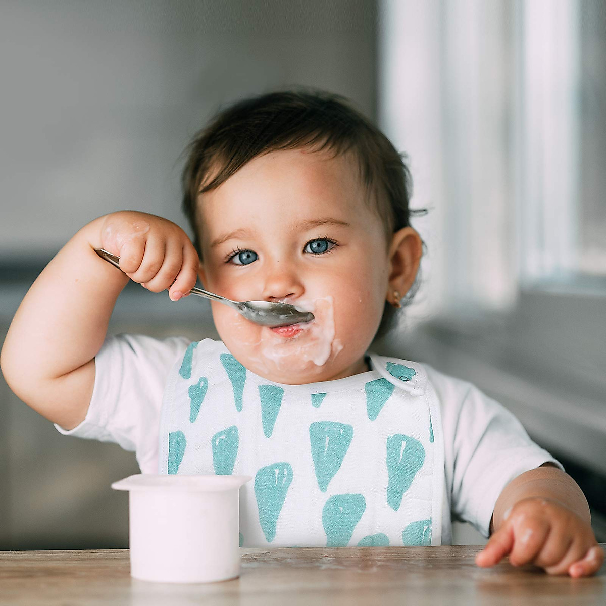 Snap Muslin Bibs for Boys & Girls, 3-Pack Baby Bibs for Infants, Newborns and Toddlers, 100% Cotton Muslin Absorbent & Soft Layers, Adjustable Snaps, Machine Washable, “Simple Joy”