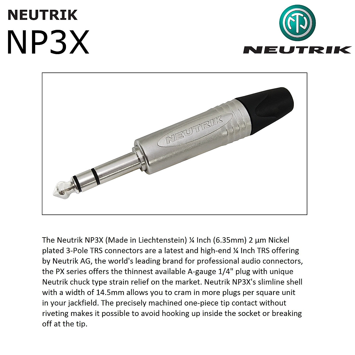 10 Foot - Gotham GAC-4/1 Star-Quad Stereo Headphone Extension Cable & Neutrik TRS Plug to Neutrik-Rean ¼ inch 3-Pole Jack + 3.5 mm Plug to ¼ inch Jack Adapter - Custom Made by WORLDS BEST CABLES