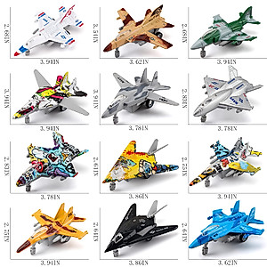 12 in 1 Model Airplane Toys Set Die Cast Metal Military Themed Fighter Jets Mini Air Force Kids Playset