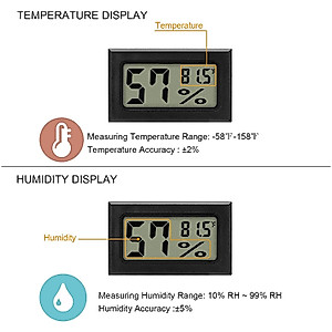 Mini Digital Thermometer and Humidity Meter, Hygrometer Without Probe, Hydrometer: Digital Temperature and Humidity Monitor for Reptile Incubator, Brooders, Garden, Greenhouse, Fridge, Experiment use