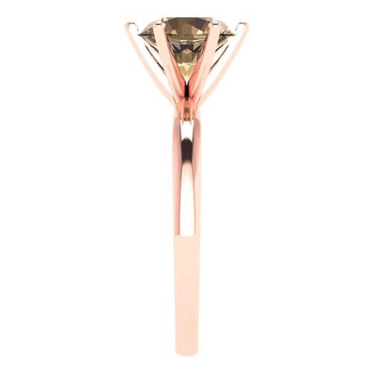 Clara Pucci 2.0ct Round Cut Solitaire Champagne Simulated Diamond 6 Prong Engagement Bridal Anniversary Ring in 18K rose Gold 3.5