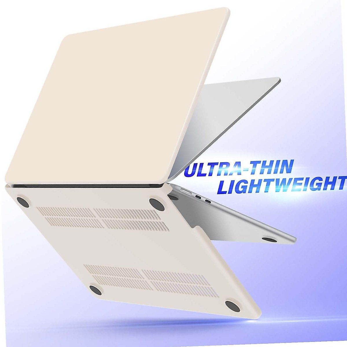 IBENZER Compatible with 2024 2023 2022 MacBook Air 13 inch Case M3 A3113 M2 A2681, HardShell Case & KeyboardCover & ScreenFilm & Type-C Adapter for Mac Air 13.6, Nude, AT13-KK-NU+2TC