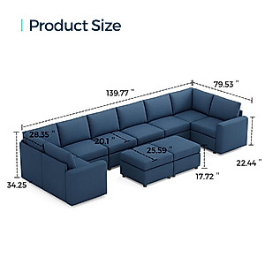 LINSY HOME Oversized Modular Sectional Sofa, Convertible Sectional Sofa Couch with Memory Foam and Storage, Sofa Covers Removable and Changeable, 10 Seat Large Sofa Set, Blue