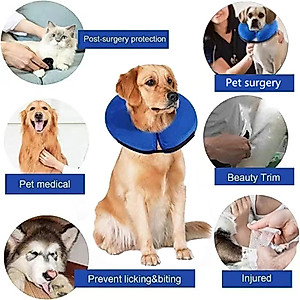 Dog Cone Collar, Inflatable Dog Cone Soft Protective Dog Cone Collar After Surgery Alternative E Collar Cone for Dogs and Cats Blue L (15-19") ﻿