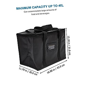 COLLBATH Insulation Bags Black Bag Shopping Bags for Groceries Food Bag Jumbo Insulated Bag Reusable Grocery Bag Grocery Shopping Bags Large Insulated Food Bag Cooler Bag Woven