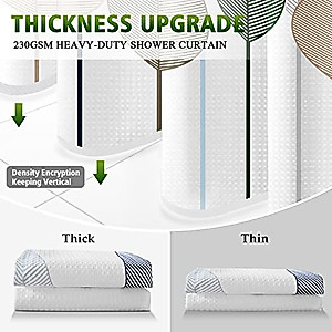 Shower Curtain Set with Snap-in Fabric Liner, Heavyweight Waffle Weave Bathroom Shower Curtains Hotel Style with See Through Top Window, 12 Metal Hooks, Waterproof & Machine Washable(72"x72", Leaf)