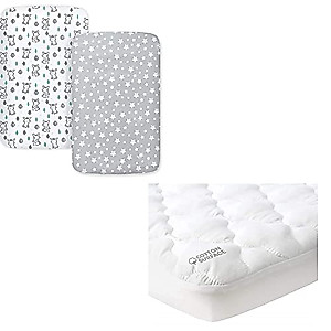 Waterproof Pack N Play Mattress Pad Protector with Cotton Fabric and Lovely Print Pack N Play Sheets