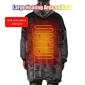 WOOLALA USB Heated Wearable Blanket, Oversied Lazy Hoodie with Large Heating Area on Back Cozy Sherpa Sweatshirt Therapy Heat Blacket with Hood for Sofa/ Bed/ Nightwork/ Outdoor