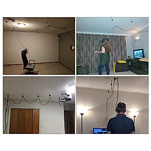 DS.Distinctive STYL VR Accessories Cable Management 6 Packs - Drill Free Retractable Ceiling Suspension System for HTC Vive/HTC Vive Pro Virtual Reality/Oculus Rift/PlayStation VR/Microsoft MR
