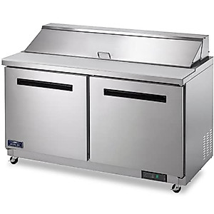 Arctic Air AMT60R 61.25 Inch Two Door Mega Top Refrigerated Sandwich/Salad Prep Table With Refrigerated Base, 115v, Stainless Steel