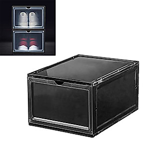 Toyvian Entryway Shoe Storage Bench Shoe Box Shoe Storage Boxes Magnetic Folding Stackable Shoes Cases Organizer Bins Container for Home Shop Black Shoes Container