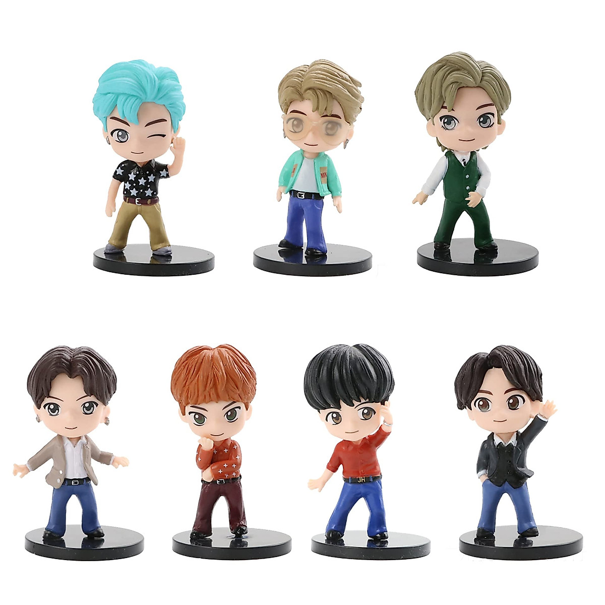 7 Pack BTS Cake Toppers Figure, PVC Model Toys Cute Bangtan Boys Groups A.R.M.Y Action Figures Dolls Gift for Girls