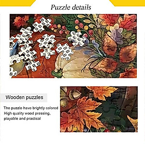 Cat Fall Pumpkin Jigsaw Puzzle 500 Piece for Adults Art Project Thanksgiving Gift 20.5 x 14.9 Inch