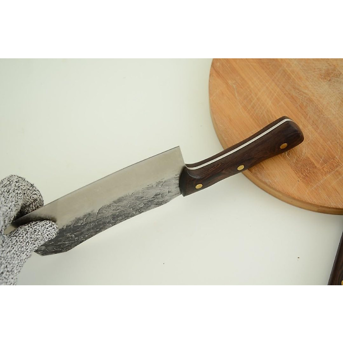 Lifespace 8in Chef Chopping Cleaver with 3 Rivets & Wood Handle