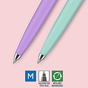 Parker Jotter Originals Ballpoint Pen Pastel Collection | Mint and Purple 50s Finishes | Medium Point | Blue Ink | 2 Count