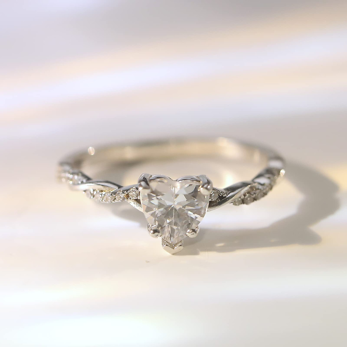 OLIVIASO 1.25ct Heart Rings for Women - 925 Sterling Silver Promise Rings for Women, Engagement Rings for Women, Cubic Zirconia Ring Size 6