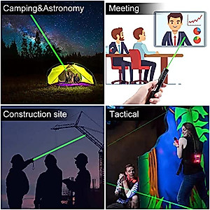 BKTLCAU High Power Laser Pointer, New Long Range Green Pointer, Tactical Flashlight Pen for Hiking, Hunting, Outdoor, USB Recharge. Star Cap Adjustable Focus for Night Camping