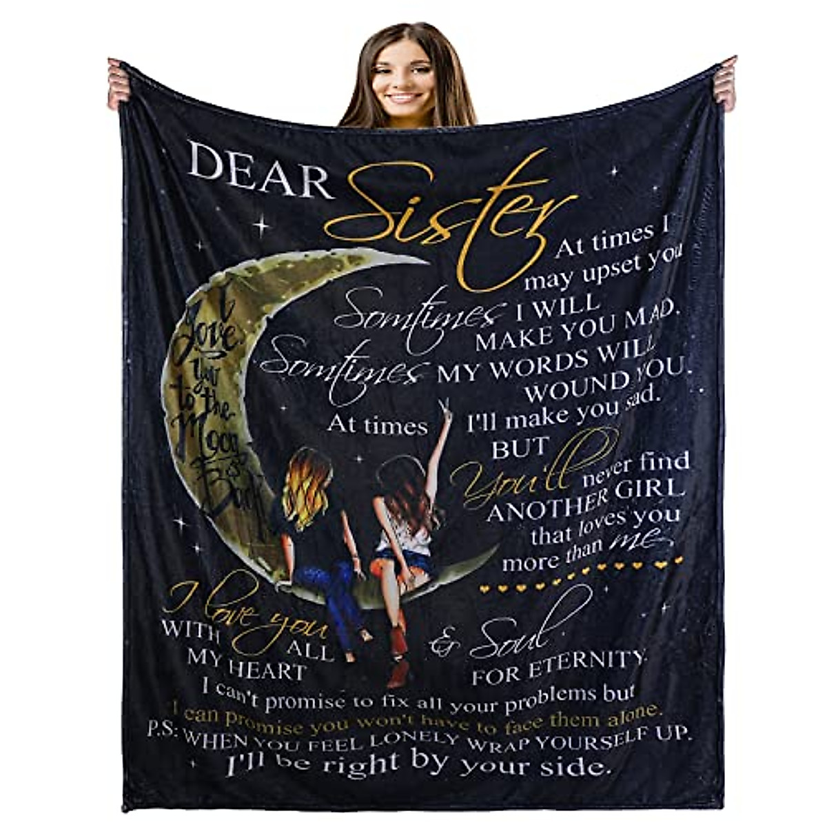to My Sister Blanket Birthday Gifts for Sister Gifts for Women Sister Gifts from Sister in Law for Her Birthday, Mothers Day or Christmas Super Soft Fleece Throw Blanket (to Sister, 50"x60")