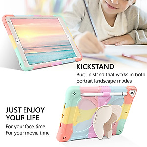 GUAGUA Compatible for iPad Air 2 Case for Kids, iPad 6th/5th Generation Case 2018/2017, iPad Pro 9.7 Case Kickstand Cover 2 in 1 Rugged Shockproof Anti-Scratch Tablet Case with Pen Holder, Colorful