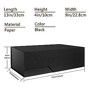 YAWOIRG Black Gift Box, 13x9x4 inches, Large Present Box with Lid, Square Magnetic Gift Box for Presents, Empty Decorative Gift Boxes for Gift Wrapping and Storage, Matte