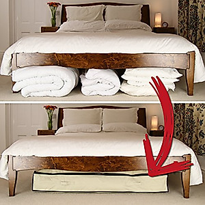 Neusu Underbed Storage Bag for Comforters - Beige, Jumbo XXL, 180 Liters, 49" x 31" x 7"