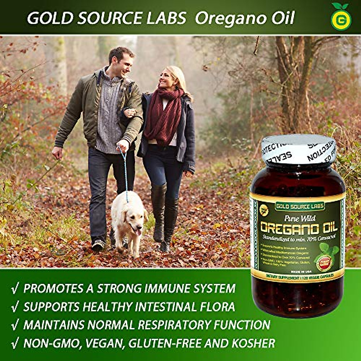 Wild Oregano Oil Capsules - 120 Liquid Veggie Softgels - Pure Standardized Wild Oregano Leaf Extract offers 70% Carvacrol (32 mg) for Immune System Health - Non GMO, Vegan, Gluten Free