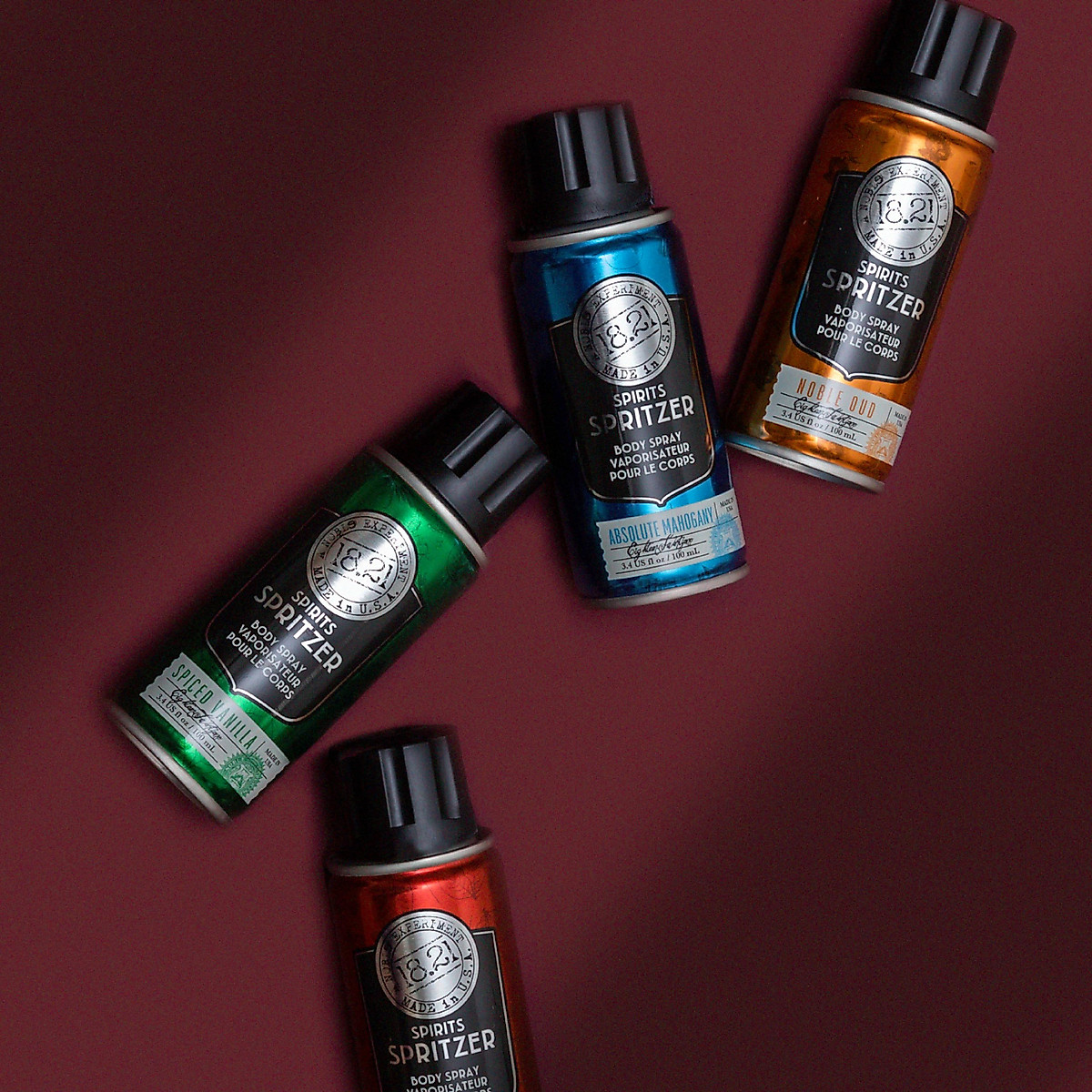 18.21 Man Made Men’s Spirits Spritzer Absolute Mahogany, 3.4 oz. - Long-Lasting All Over Body Spray with Masculine Aromatics - Gifts for Him