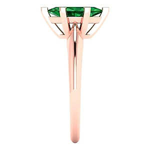 Clara Pucci 1.0 ct Marquise Cut Solitaire Simulated Emerald Engagement Wedding Bridal Promise Anniversary Ring 18K Rose Gold Size 6.25