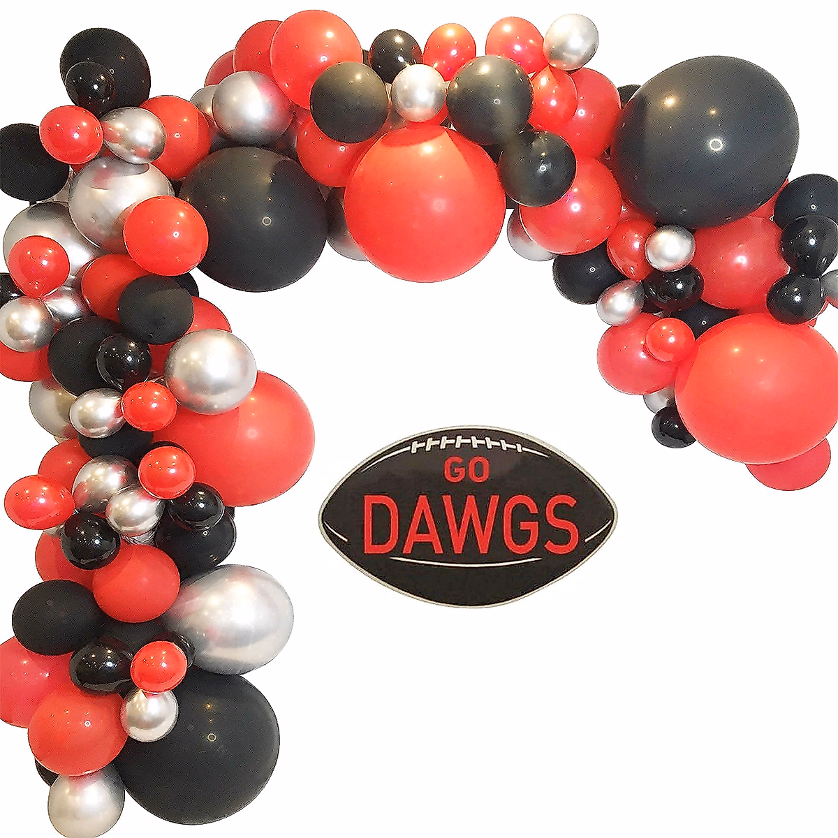 HAPPY - Red Black Silver Balloon Garland Arch Kit - 164 Professional Quality Latex Balloons in 4 Sizes for 30% Fuller 16ft Garland Arch - Graduation, 1st Birthday, Casino, Cars, Lady Bug, Too Fast…