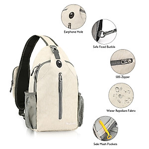 MAYLISACC Sling Backpack, Crossbody Bags for Women Men, Sling Bag with Earphone Hole, Small Casual Daypack Backpacks